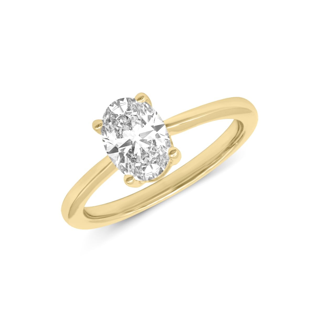 1 Carat - Oval Lab Grown Basket Regular Shank Setting Solitaire Diamond ...