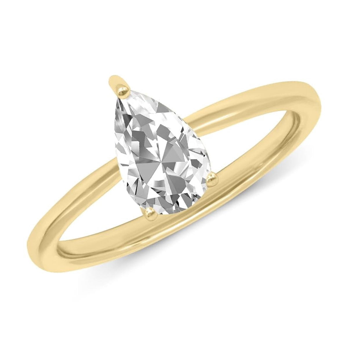 1 Carat - Pear Cut Lab Grown Basket Regular Shank Setting Solitaire ...