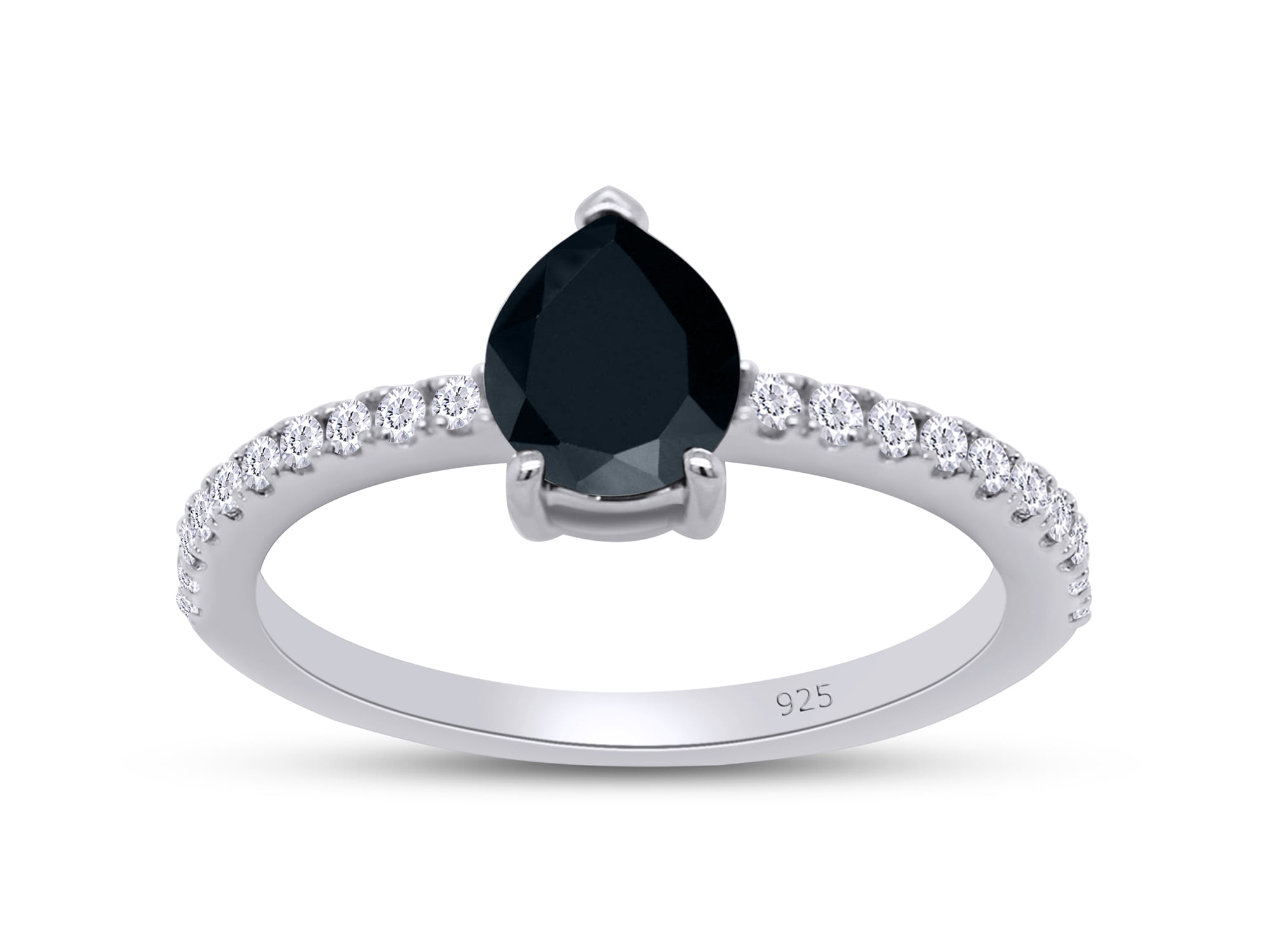 1 Carat Pear & Round Cut Black & White Lab Created Moissanite Diamond ...