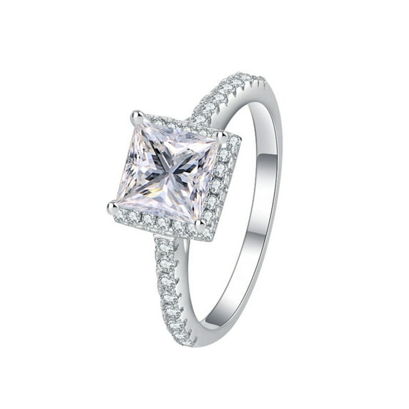1 Carat Princess Cut Moissanite Ring D Color VVS1 Square Engagement ...
