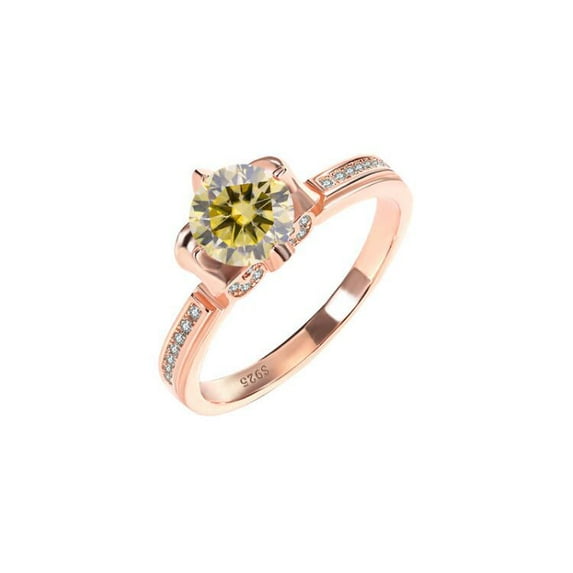 1 Carat Rose Gold Moissanite Rings for Women D-Color Moissanite Wedding ...