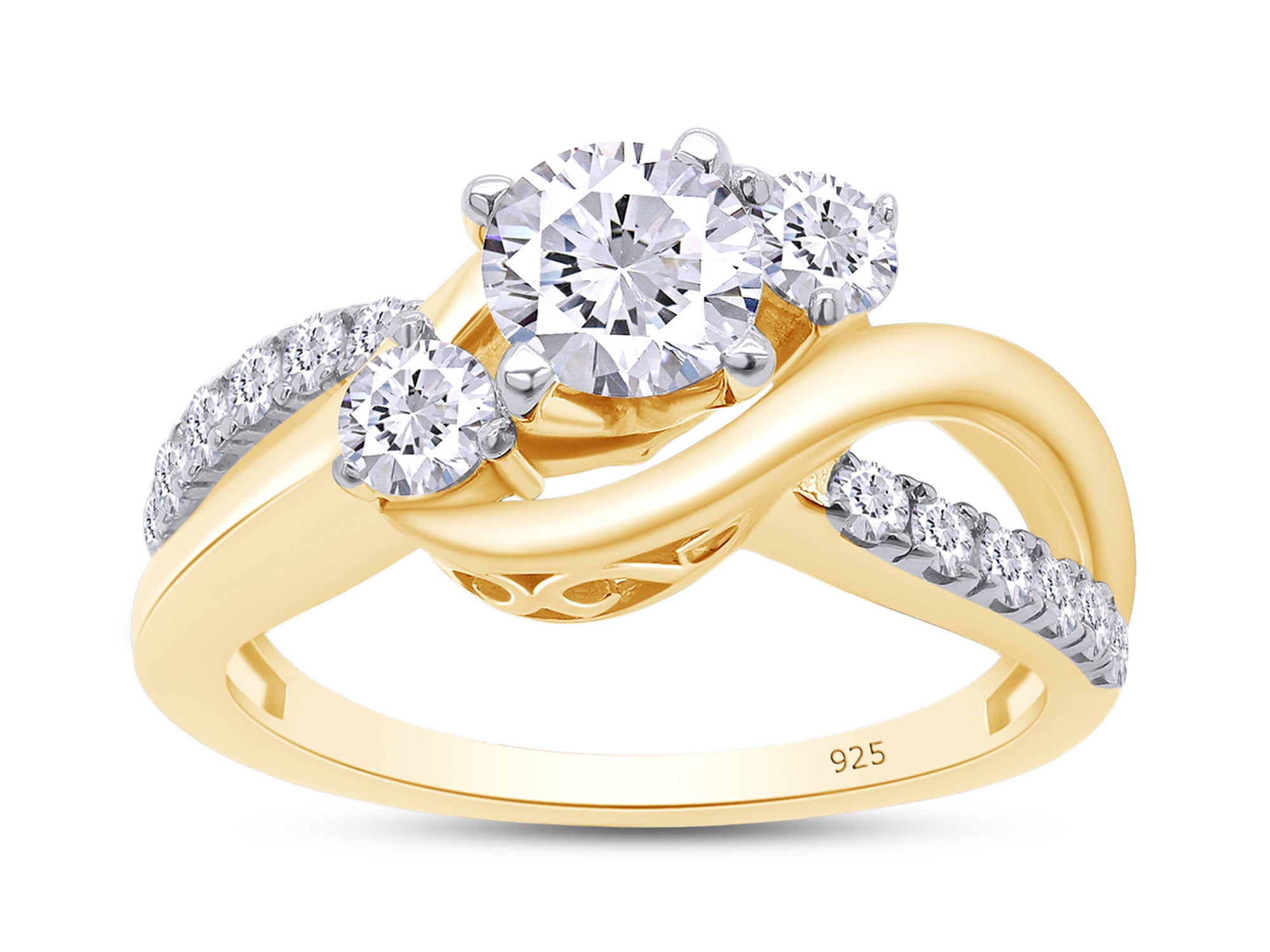 1 Carat Round Cut Lab Created Moissanite Diamond Engagement Rings for ...