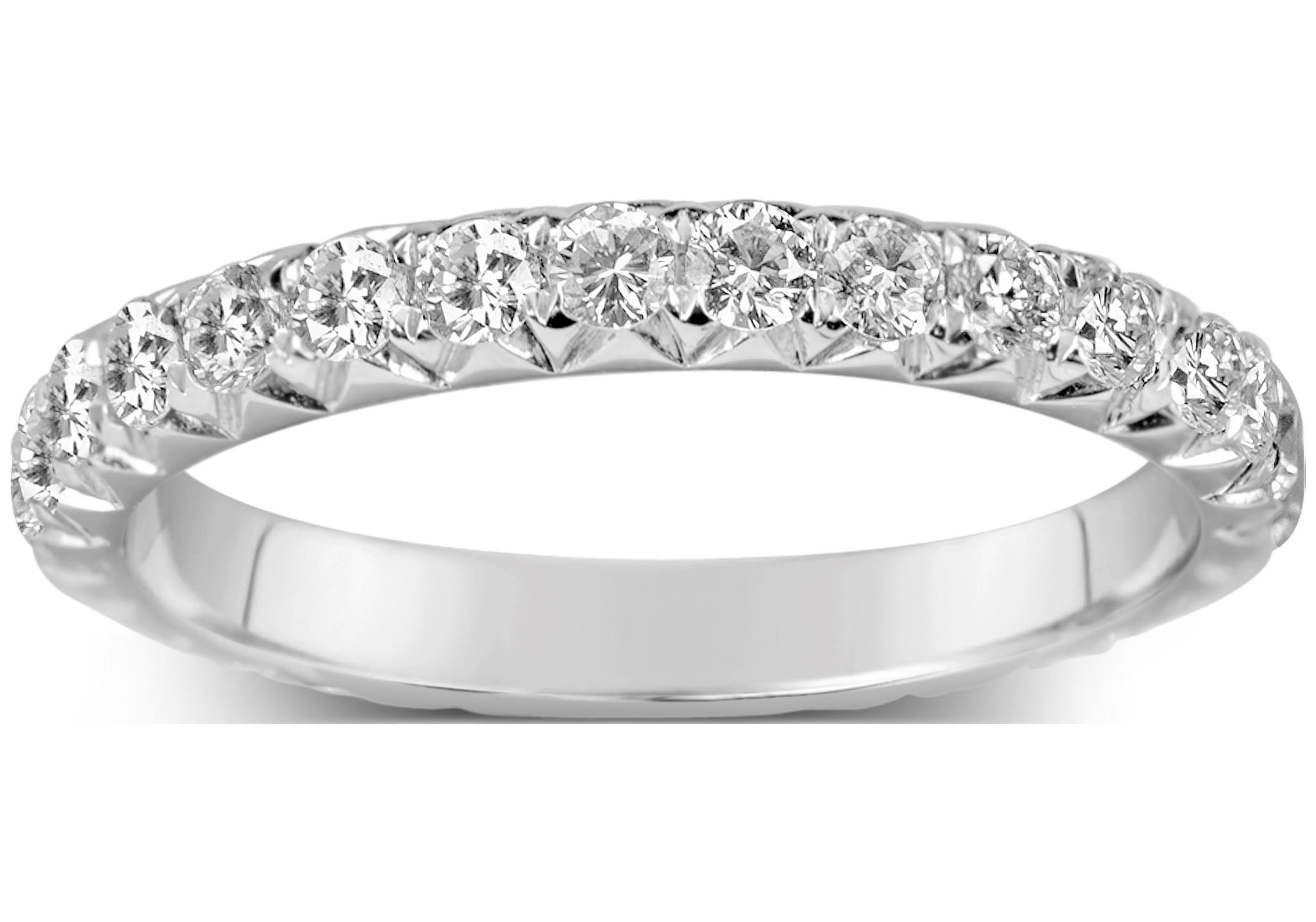 1 Carat Round Diamond French Pave Eternity Band in 14k White Gold Size ...