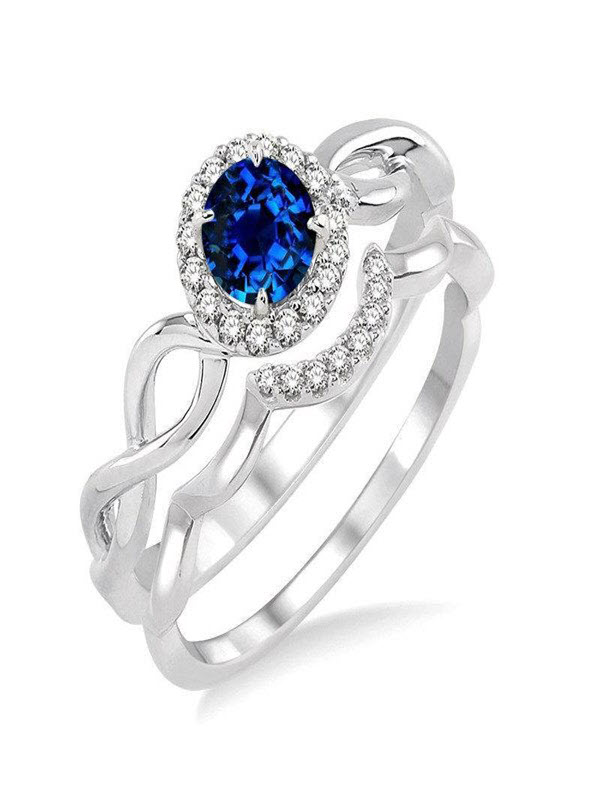 925 Silver Multilayer Round Cut White Sapphire Full Diamond Engagement ...