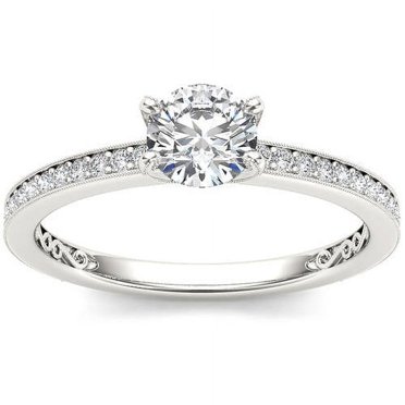 1 Carat T.W. Diamond Princess-Cut Half-Bezel Classic 14kt Rose Gold ...