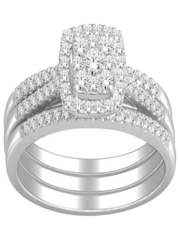 1 Carat Trio Wedding Ring Set for Her in White Gold - Walmart.com