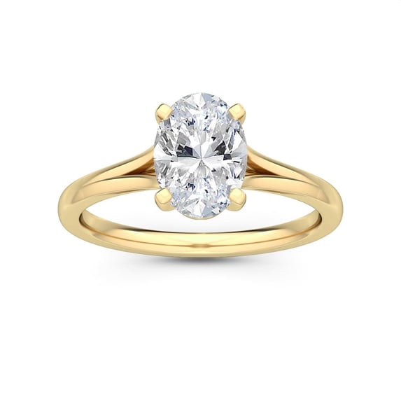 1 Carat (ctw) 14K Yellow Gold Oval Cut LAB GROWN Diamond Solitaire ...
