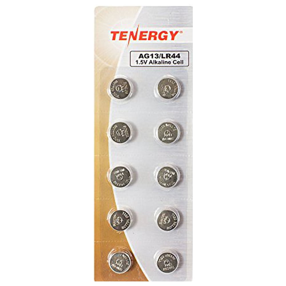 Tenergy AG13 LR44 1.5V Alkaline Coin Cell Battery, 10pcs, Ideal for ...