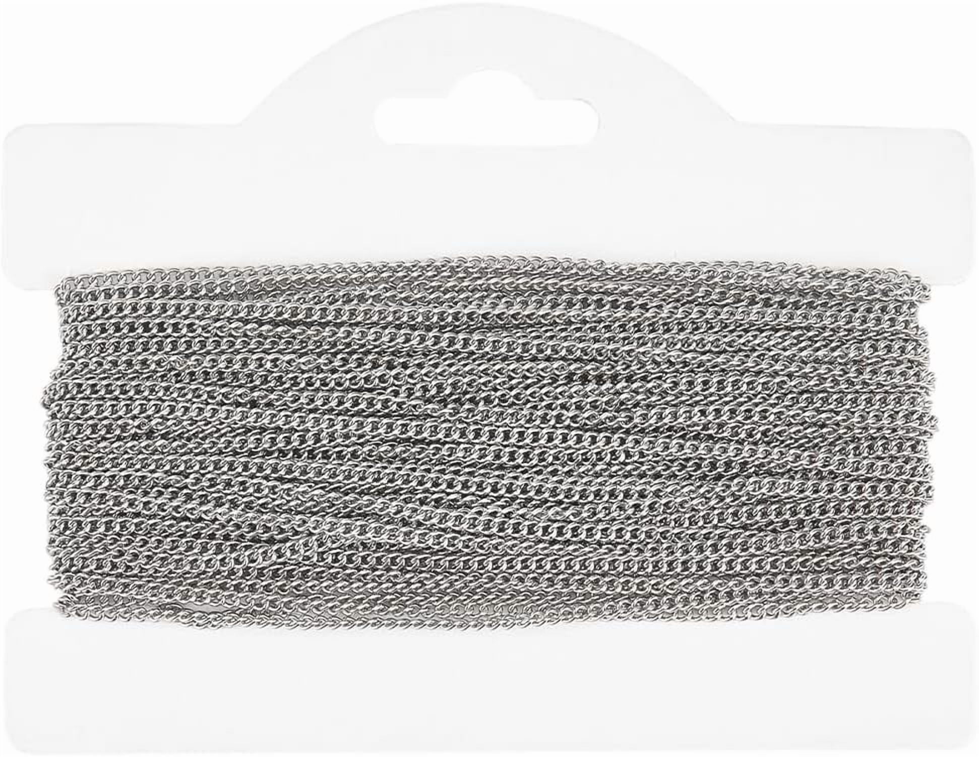1 Card 32.81 Feet(10M) Curb Chains 304 Stainless Steel Necklace Silver ...
