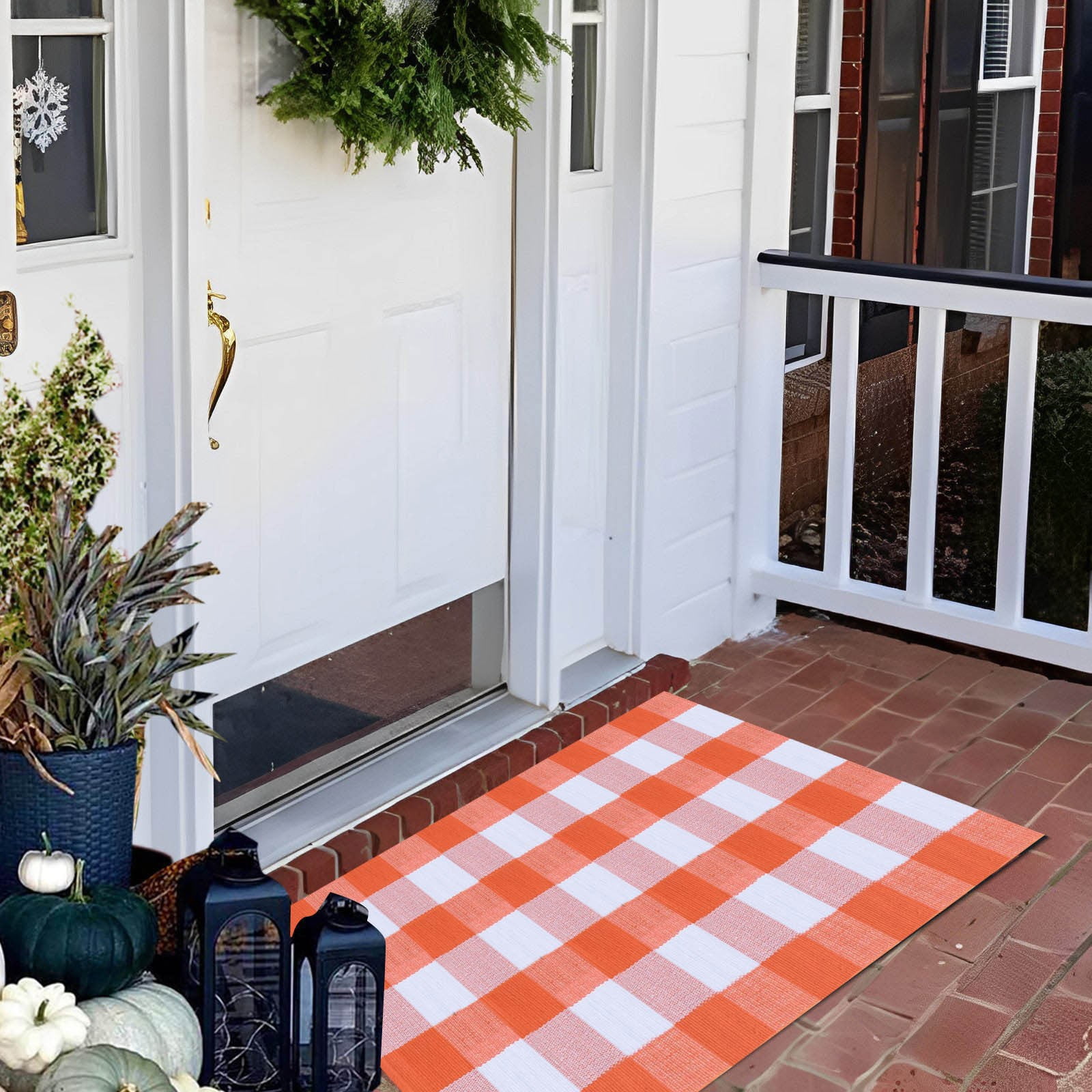 1 Carpet Clearance! Ogzmz Fall Door Mat Fall Outdoor Rug Orange Plaid ...