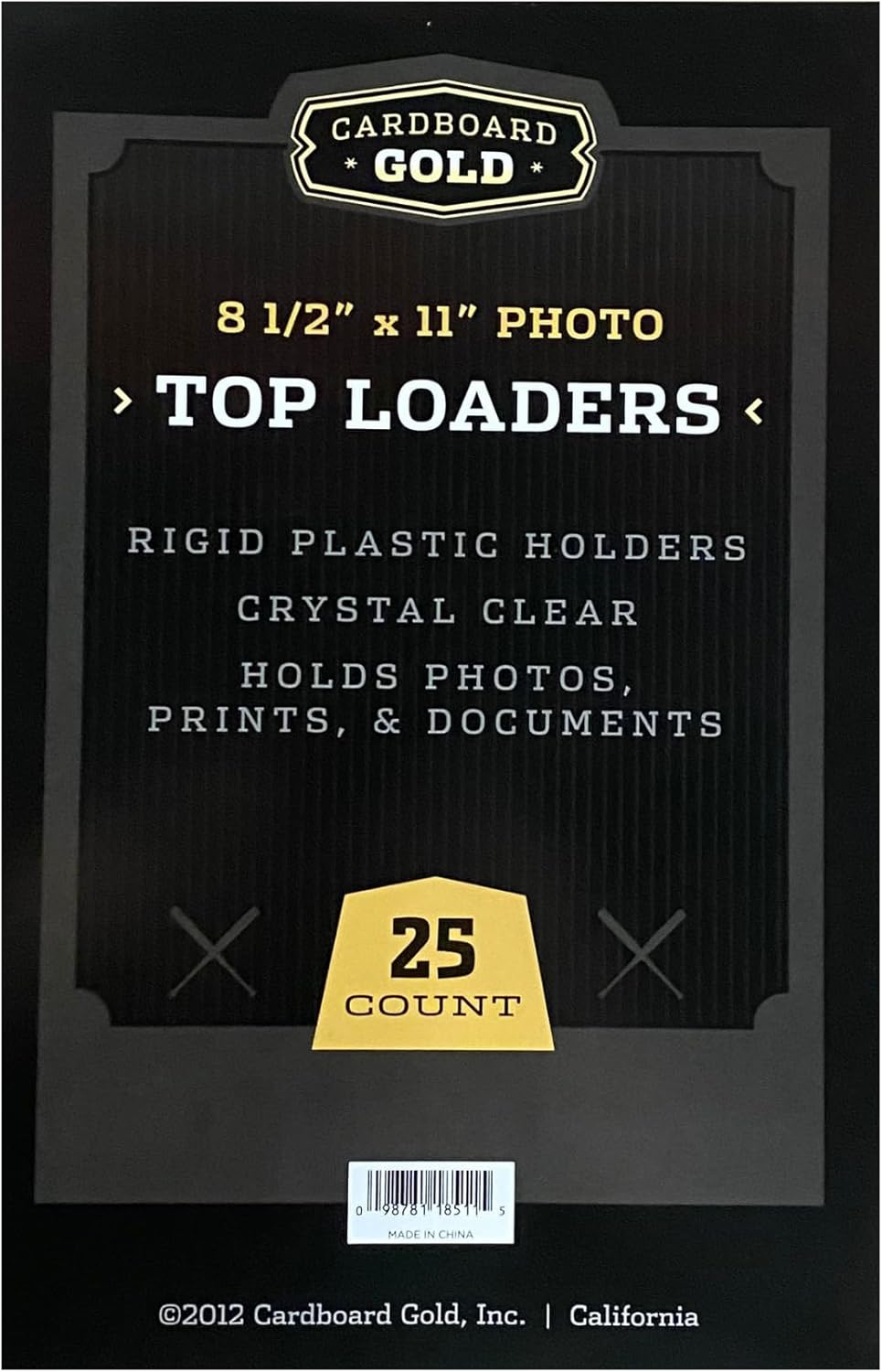 1 Case (250ct) Cardboard Gold 8.5" x 11" Photo/Document Top Loaders ...