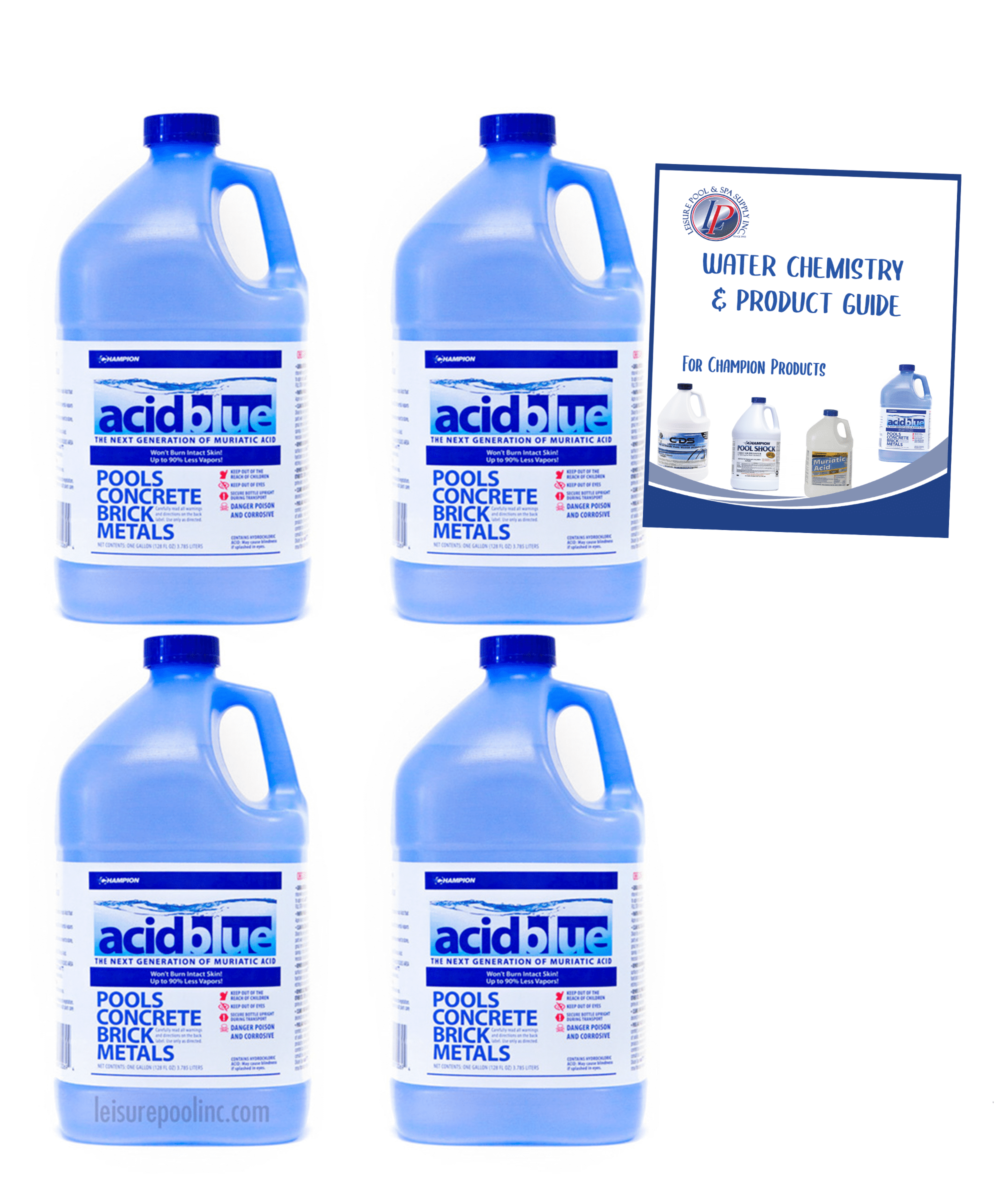 Champion AcidBlue Buffered Muriatic Acid (4 Gallons Case) - pH Reducer ...