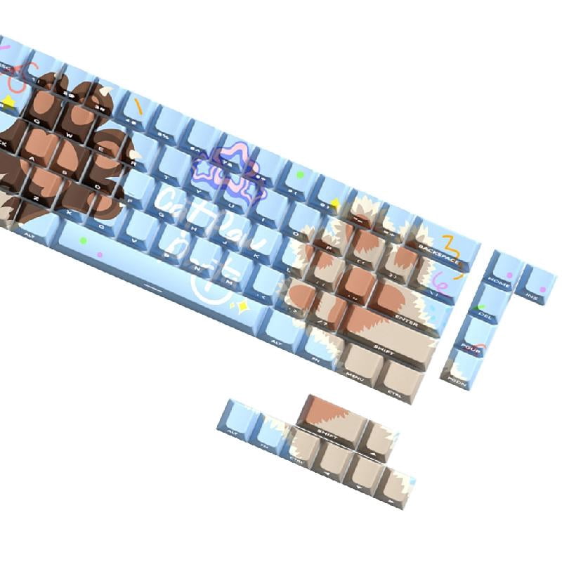 1. Cats Paws Party 74Key Translucent Side Print Backlit Keycaps for 61 ...