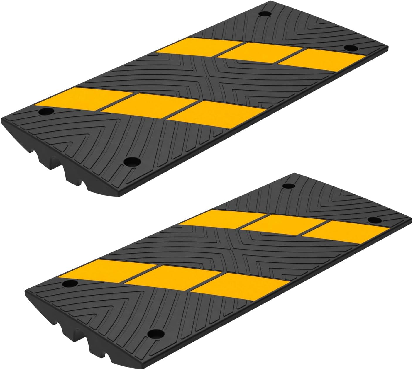 1 Channel Curbside Bridge Ramps,Rubber Driveway Curb Ramps with Yellow ...