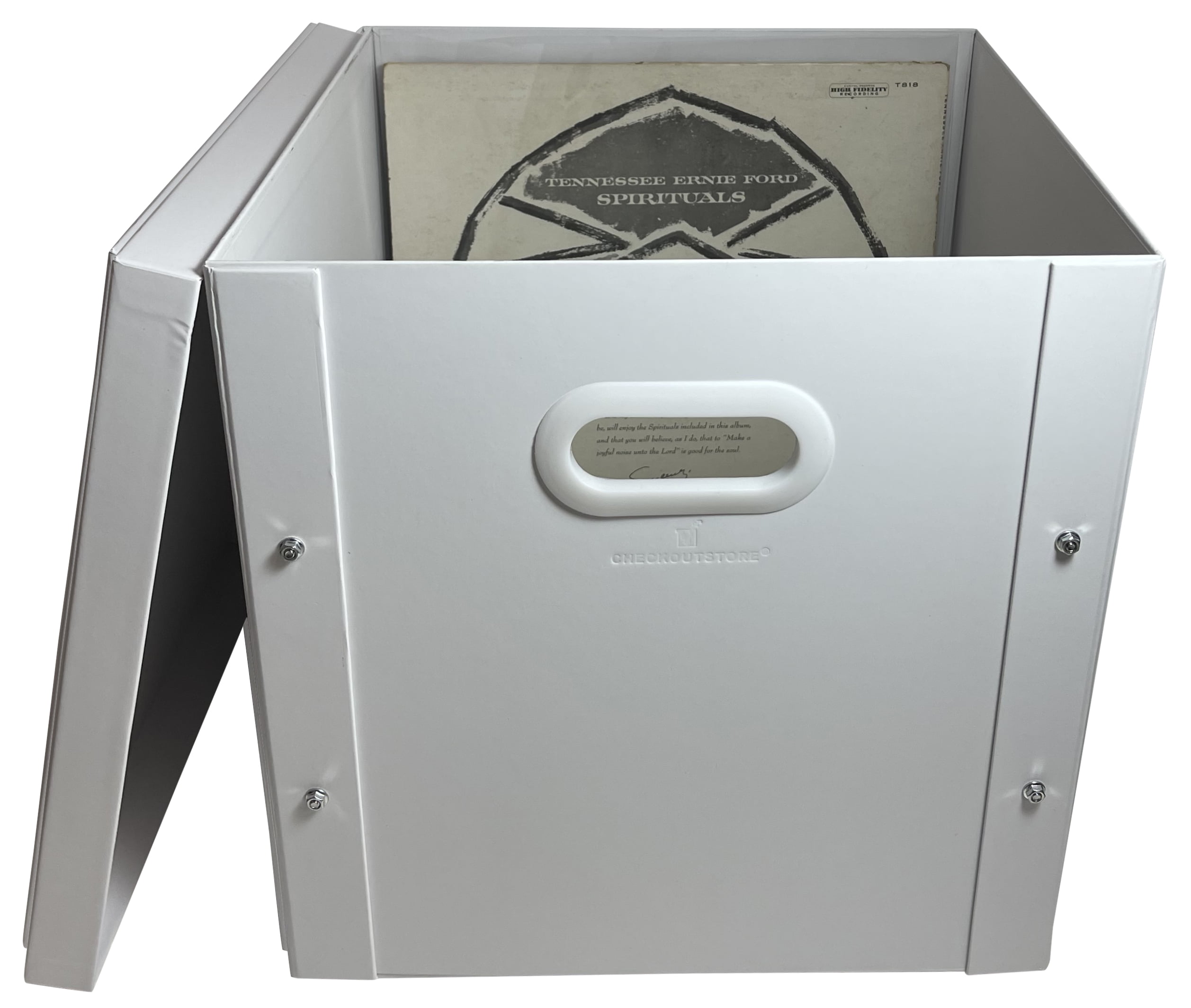 1 CheckOutStore White 12" LP Vinyl Record 33 RPM Storage Box - Walmart.com