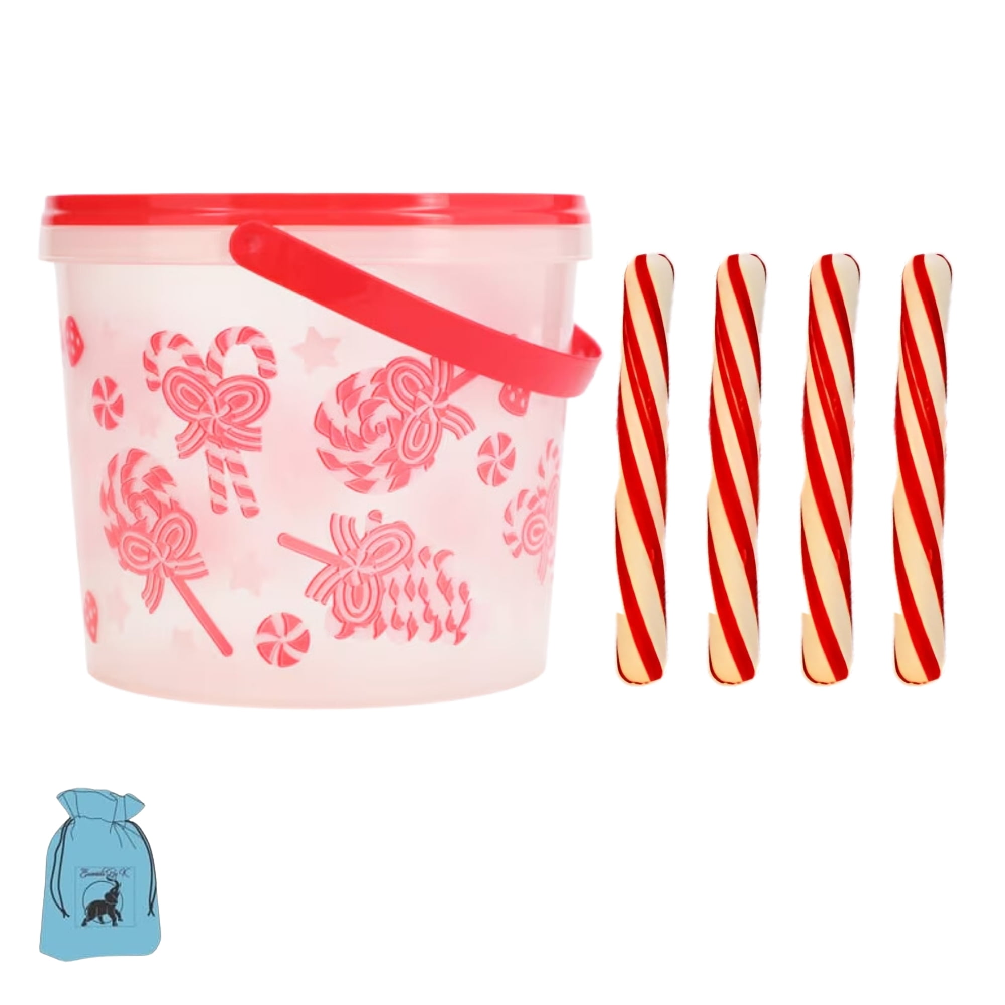 (1) Christmas Festive Holiday-Themed Bucket with Handle for Cookies ...