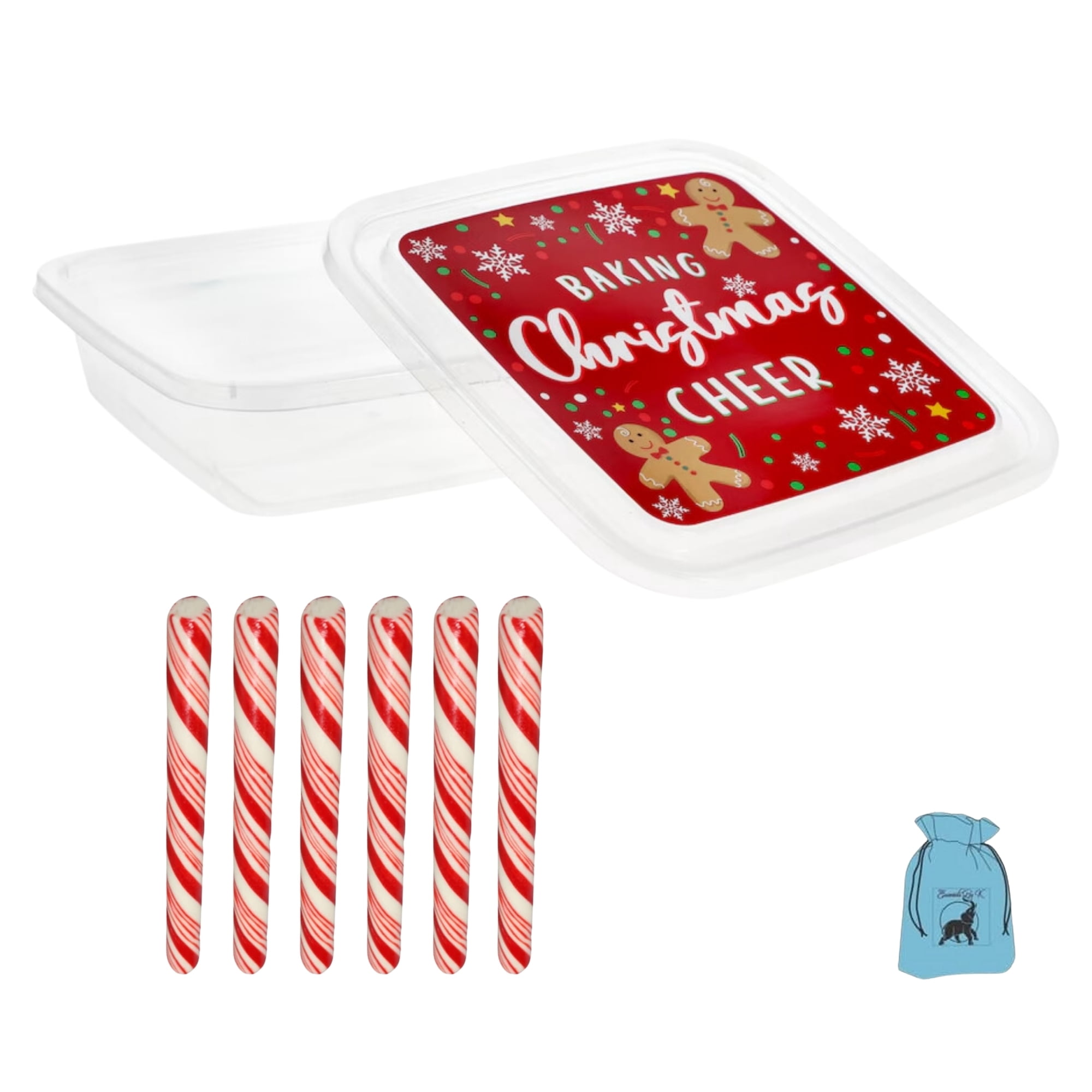 (1) Christmas-Themed Square Plastic Container 10 in for Cookies Snack ...