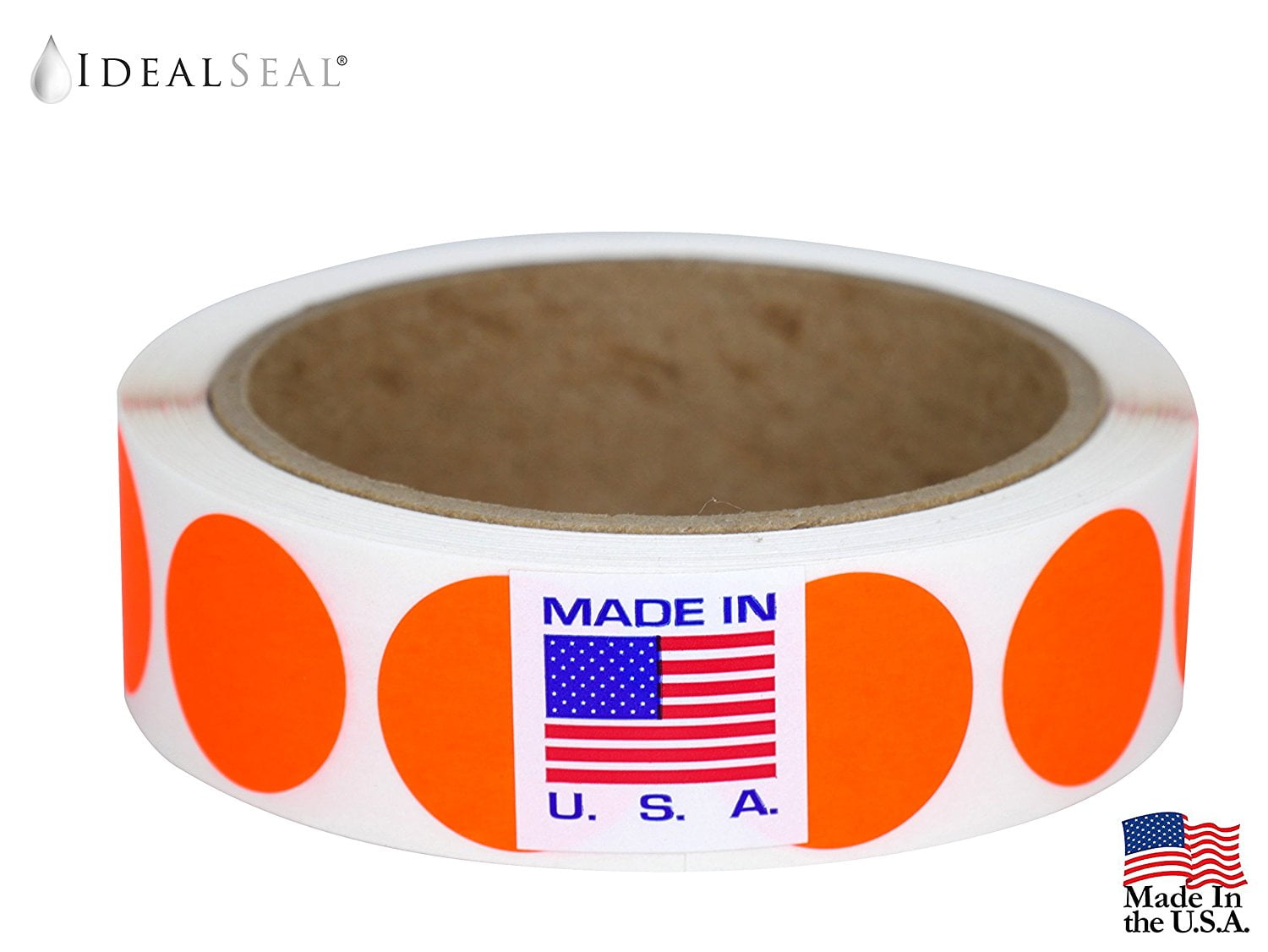 1” Color Coding Labels Super Bright Neon Tangerine Round Circle Dots ...
