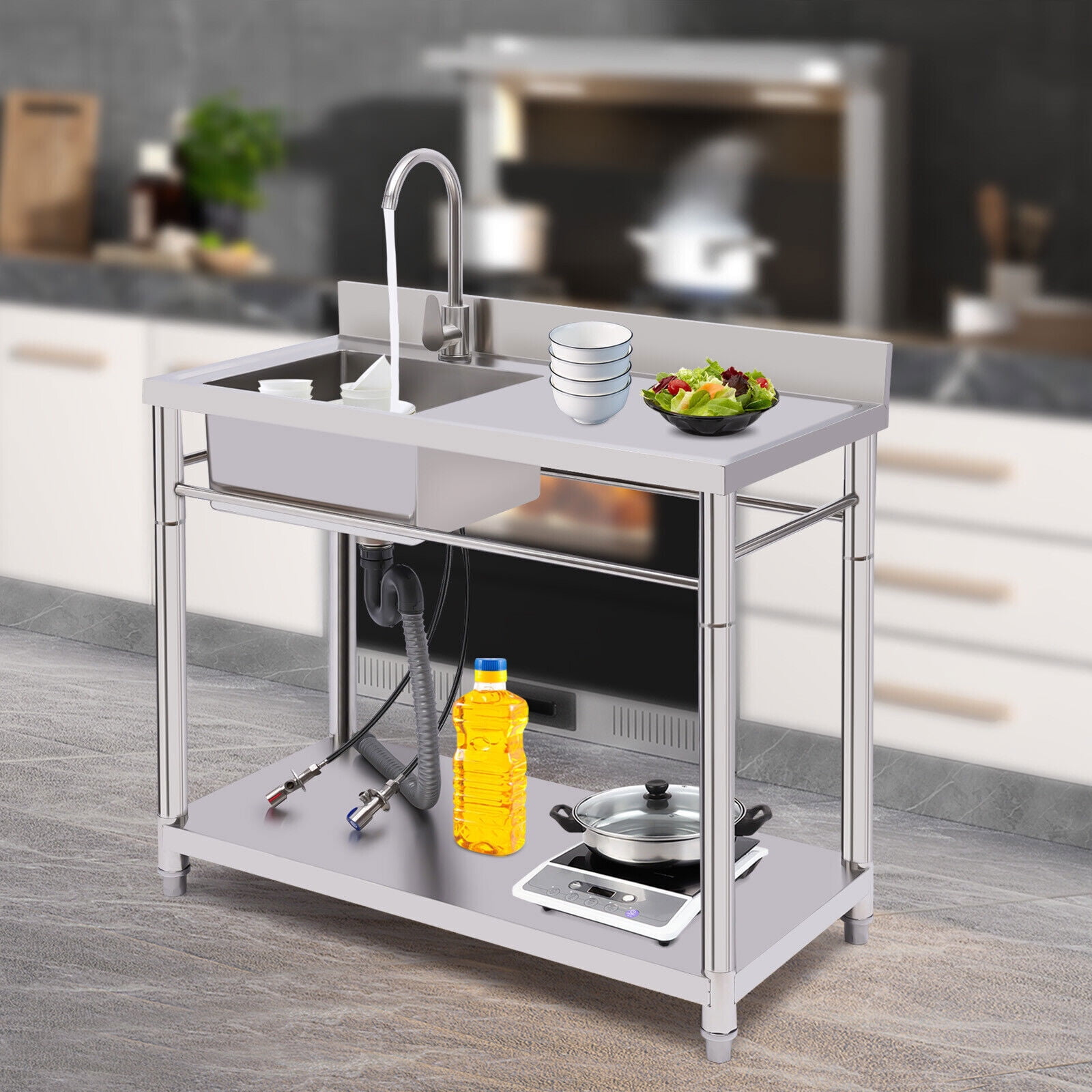Outdoor Dishwashing Stainless Steel Commercial Sink with Prep Table ...