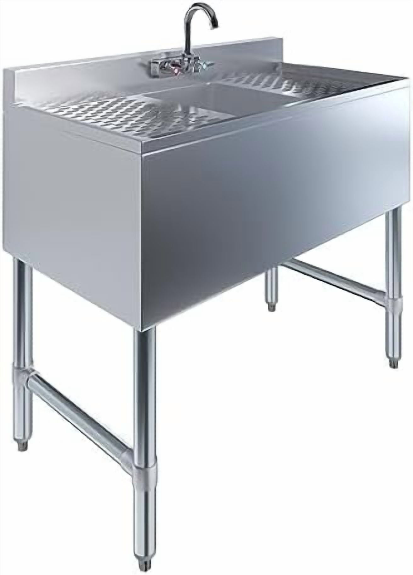 1 Compartment Under Bar Sink With 12 in. Left and Right Drainboards and ...