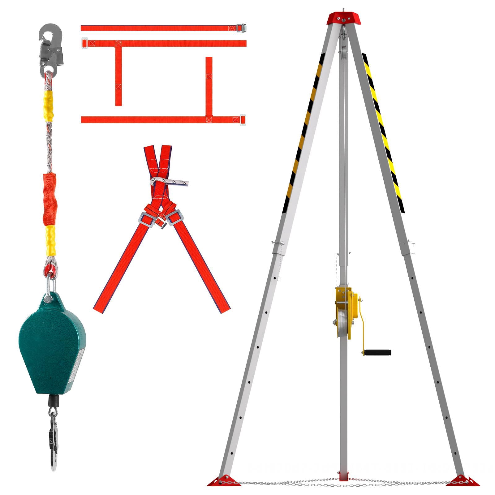 1.Confined Space Tripod w/Winch (1200 lbs), 7' Legs, 98' Cable, Fall ...