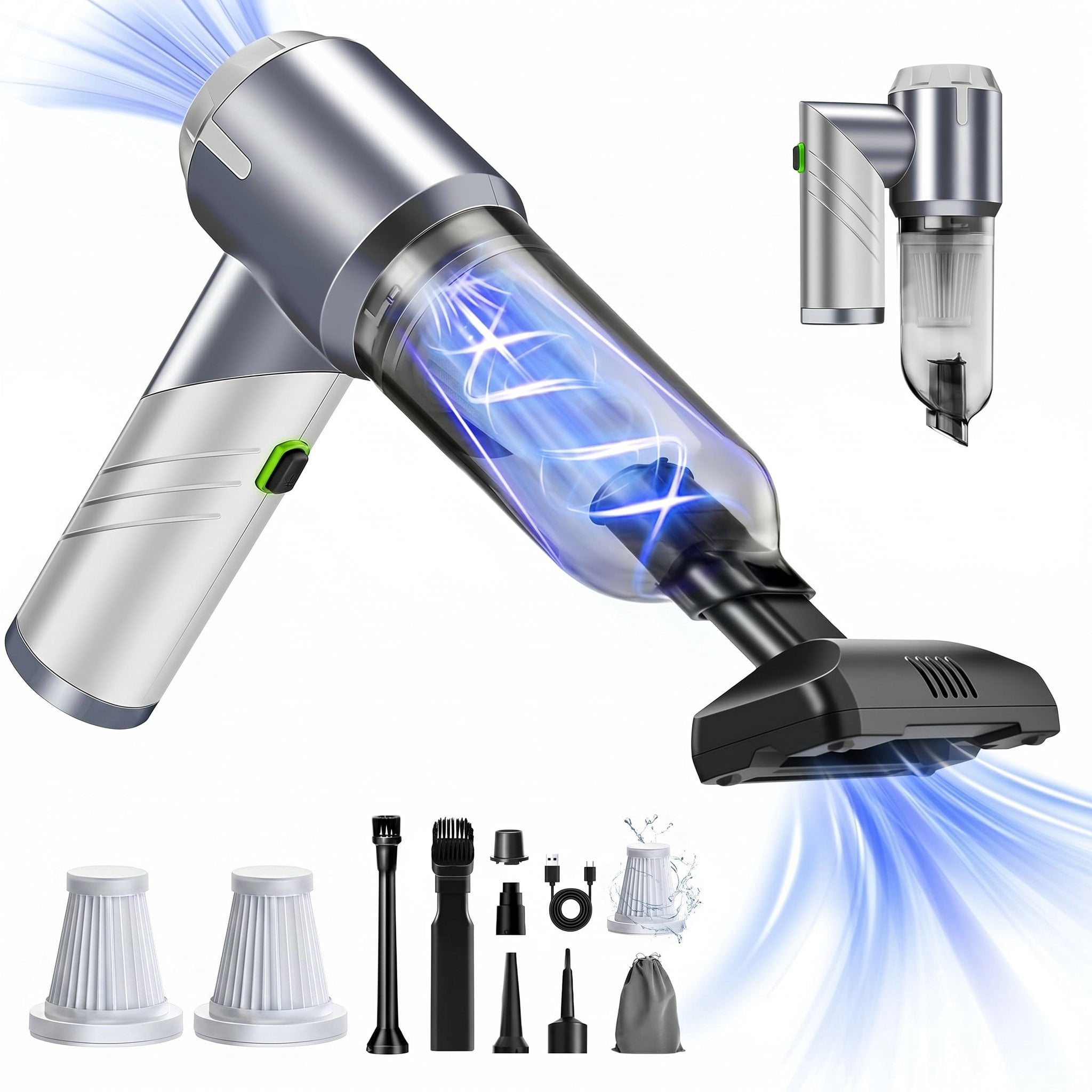 1 Cordless Handheld Vacuum Cleaner, 17000PA Foldable Mini Portable ...