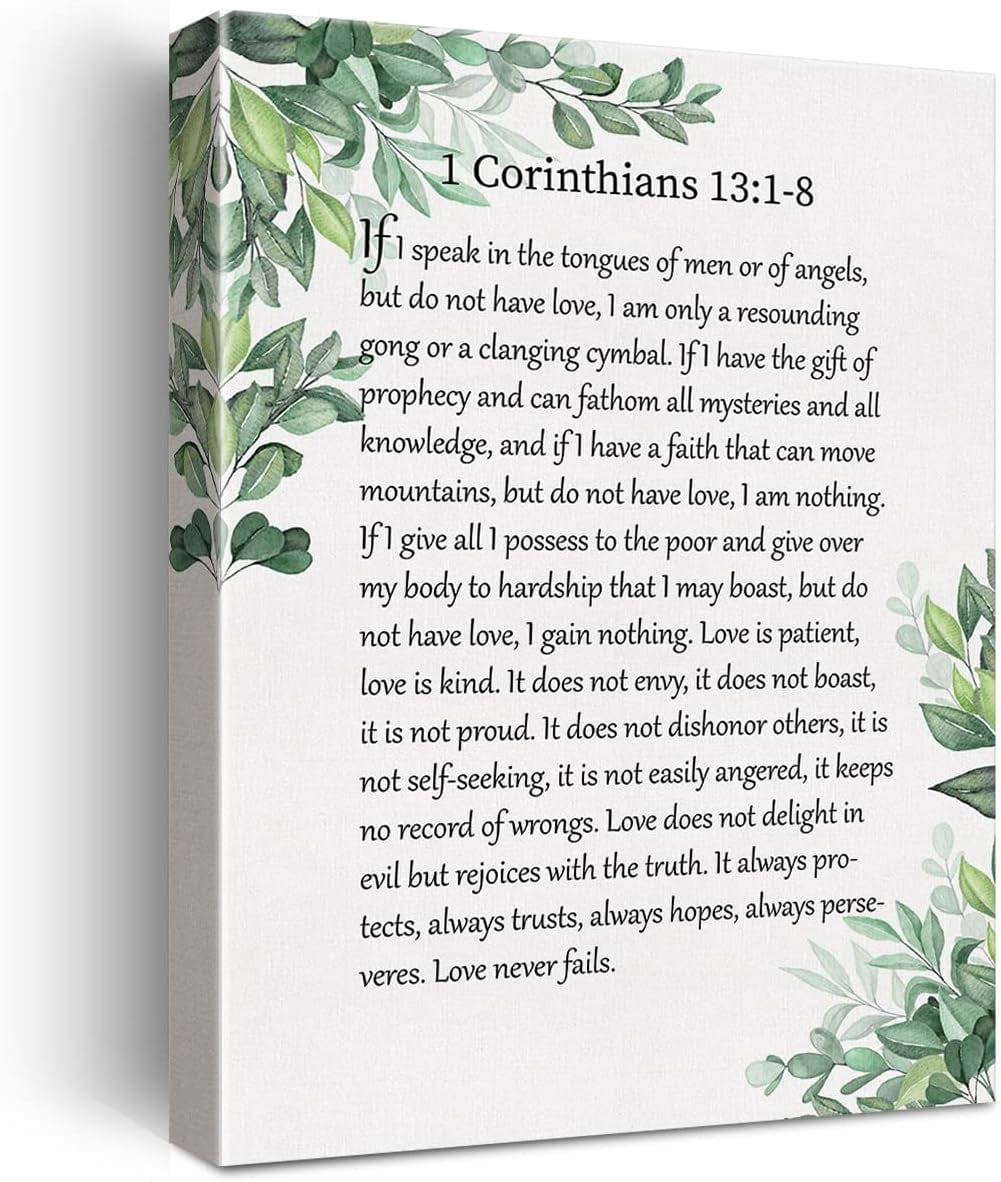 1 Corinthians 13:1-8 Bible Verse Canvas Home Wall Art Decor Scripture ...