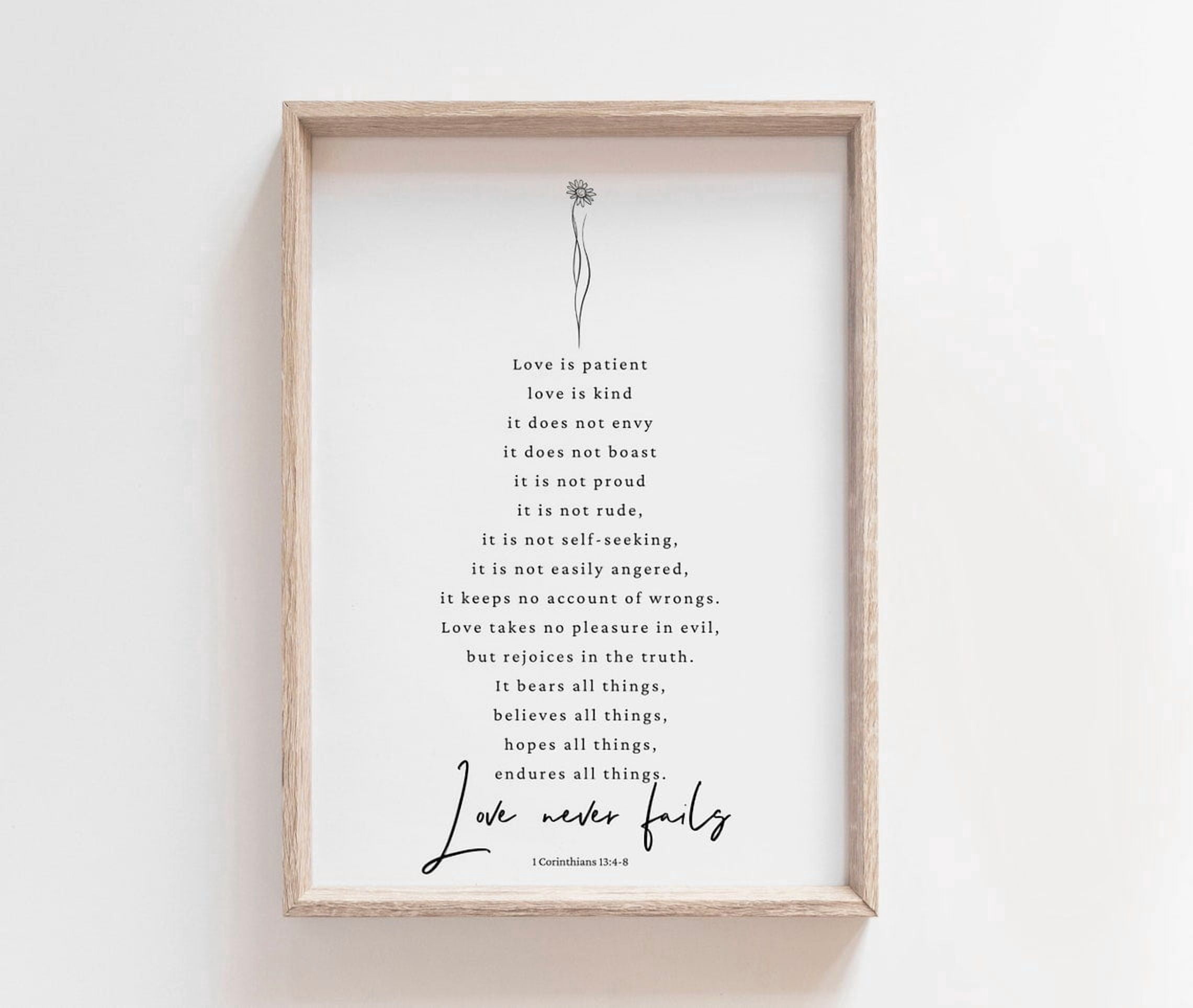 1 Corinthians 13:4-8 Love Patient Kind Bible Verse Scripture Minimalist ...