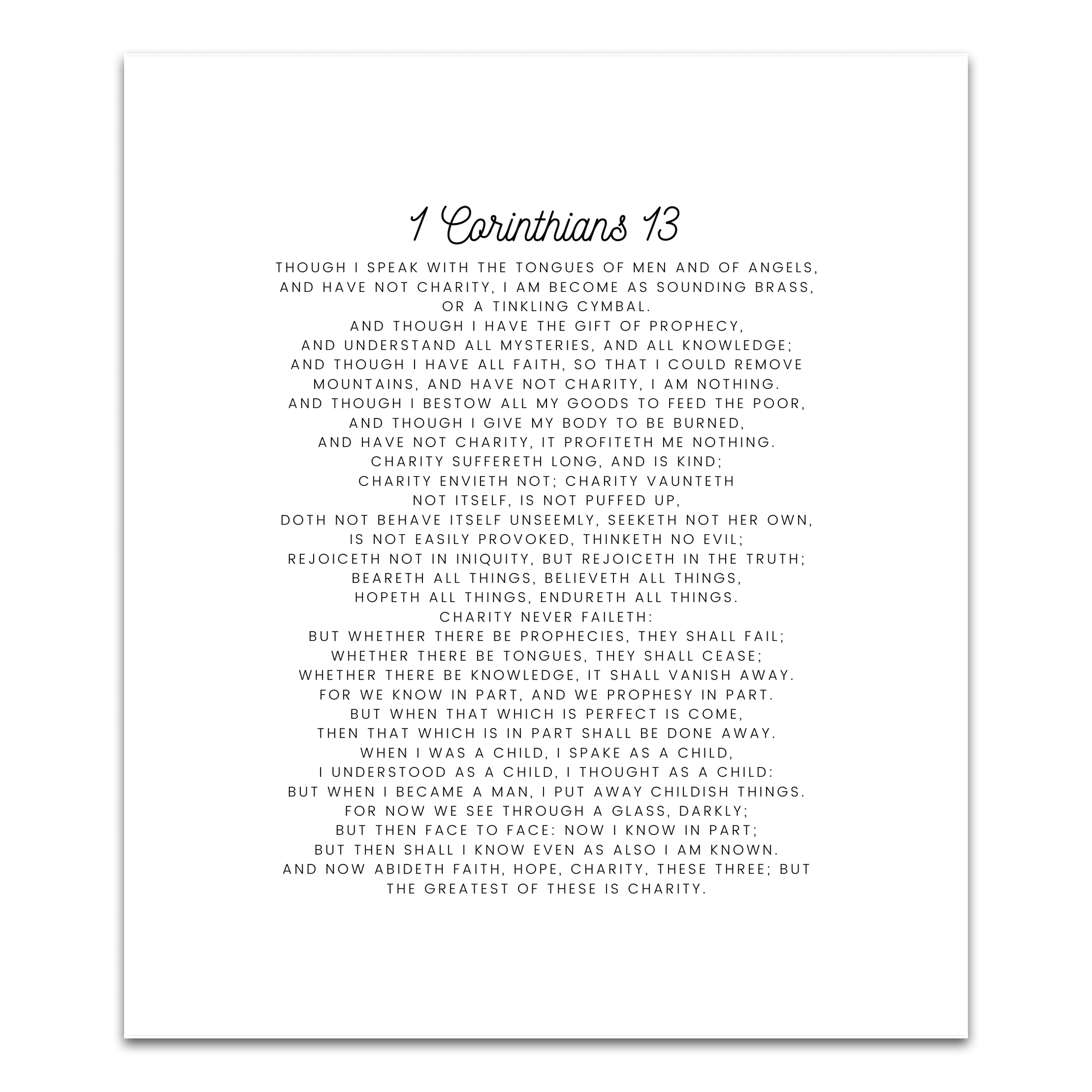 1 Corinthians 13 KJV Cotton Quilt Panel, Pre-cut, White - Walmart.com