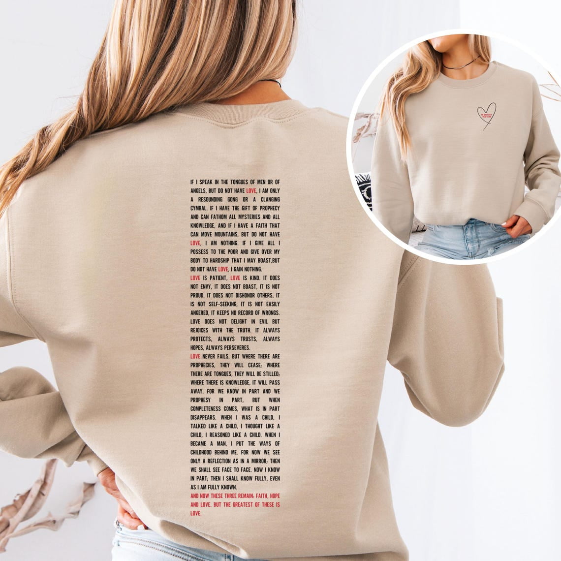 1 Corinthians 13, Love Chapter Sweatshirt, Christian Sweatshirt ...