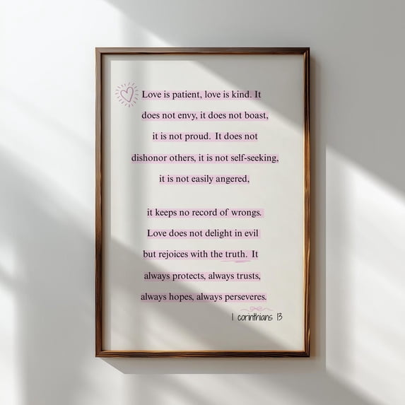 1 Corinthians 13 Pink Christian Quote Bible Verse Scripture Religious ...