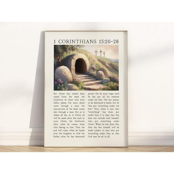 1 Corinthians 15:20-28 Bible Verse Wall Art Printable, Christian ...