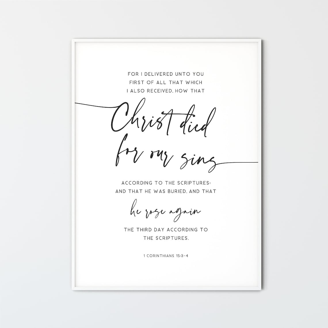 1 Corinthians 15:3-4 Easter Christian Wall Art Kjv Bible Verse Print ...