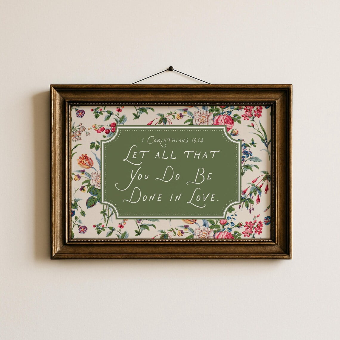 1 Corinthians 16:14 Bible Wall Art Poster Vintage, Unframed Poster ...