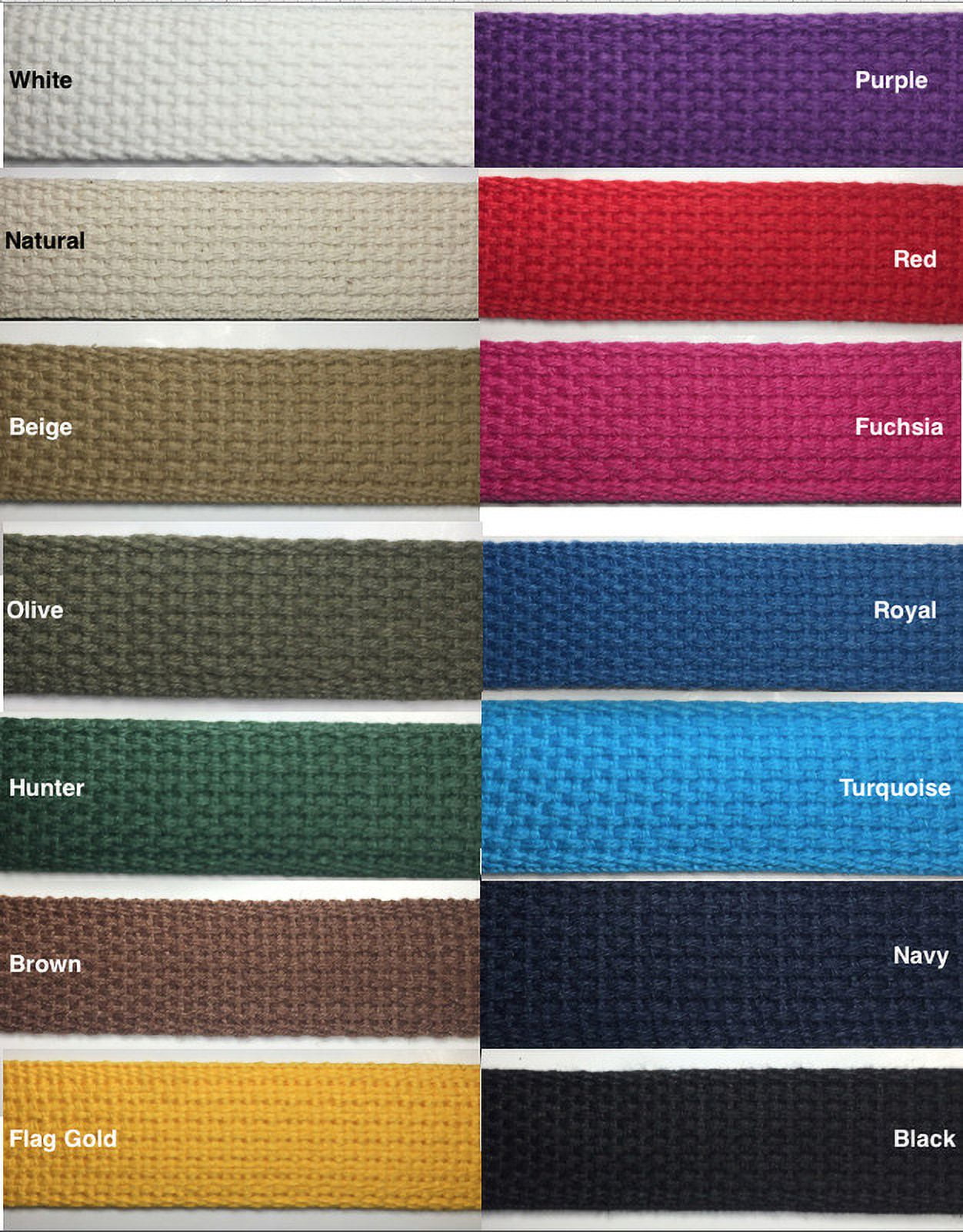 1" Cotton Webbing 1" Cotton Webbing - 10 Continuous Yards - MANY COLORS ...