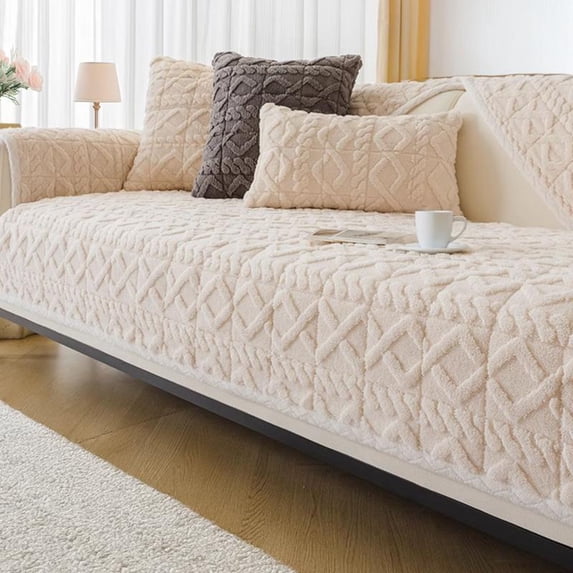 1 Count Sofa Cover, 3-4 Seat Solid Color Jacquard Sofa Protector, Anti ...