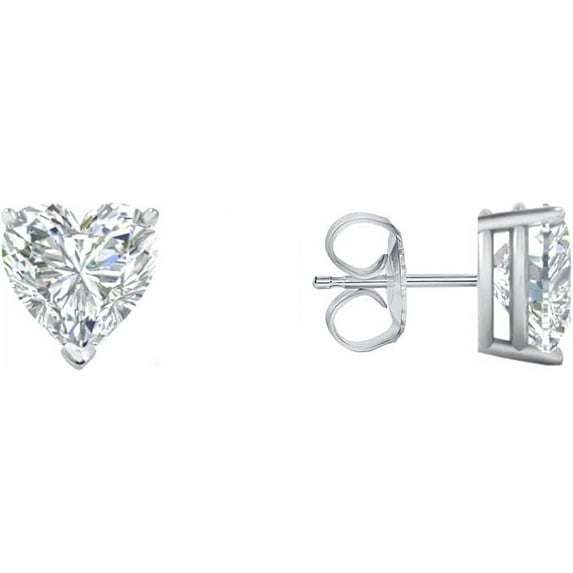 1 Ct Heart Shape Created Diamond Real 14K White Gold Earrings Studs ...