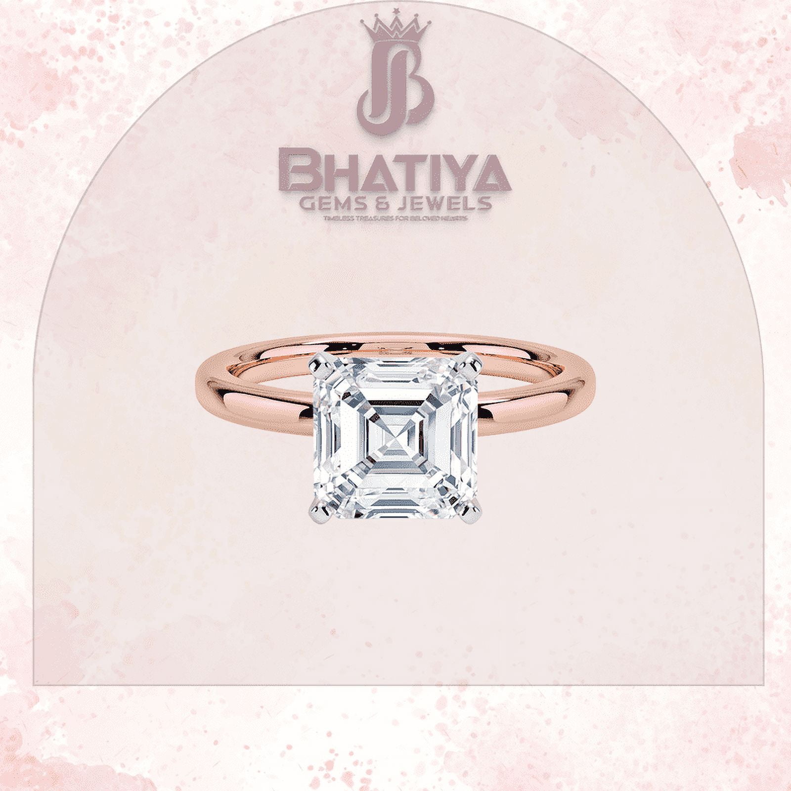 1 Ct Holo Asscher Cut Moissanite Diamond Tested Solitaire Engagement ...