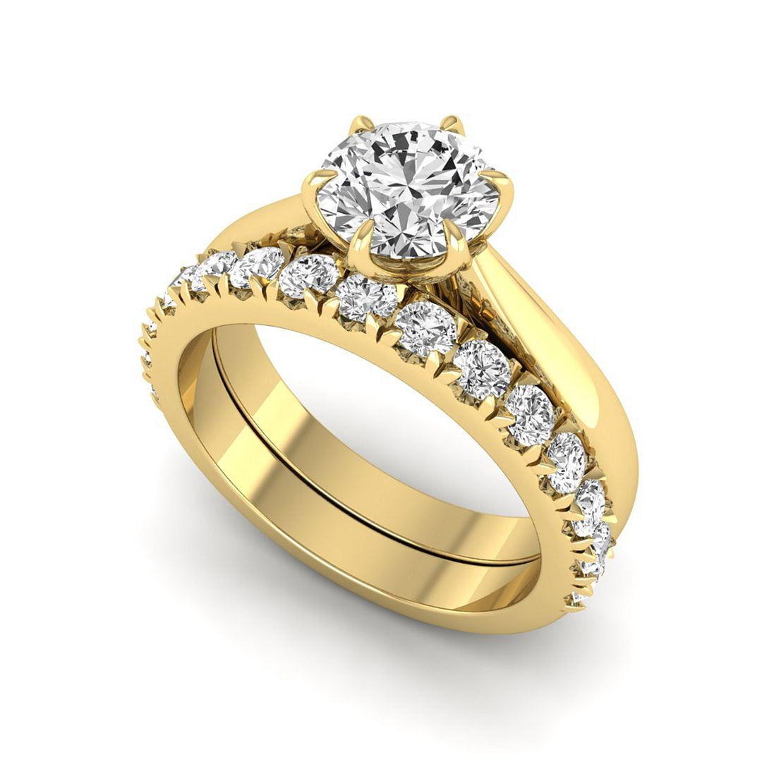 1 Ct Lab Grown Diamond Engagement Ring Set for Women, IGI Certified F ...