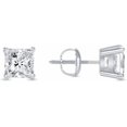 1 Ct Princess Cut Natural Diamond Stud Earrings | 925 Sterling Silver ...