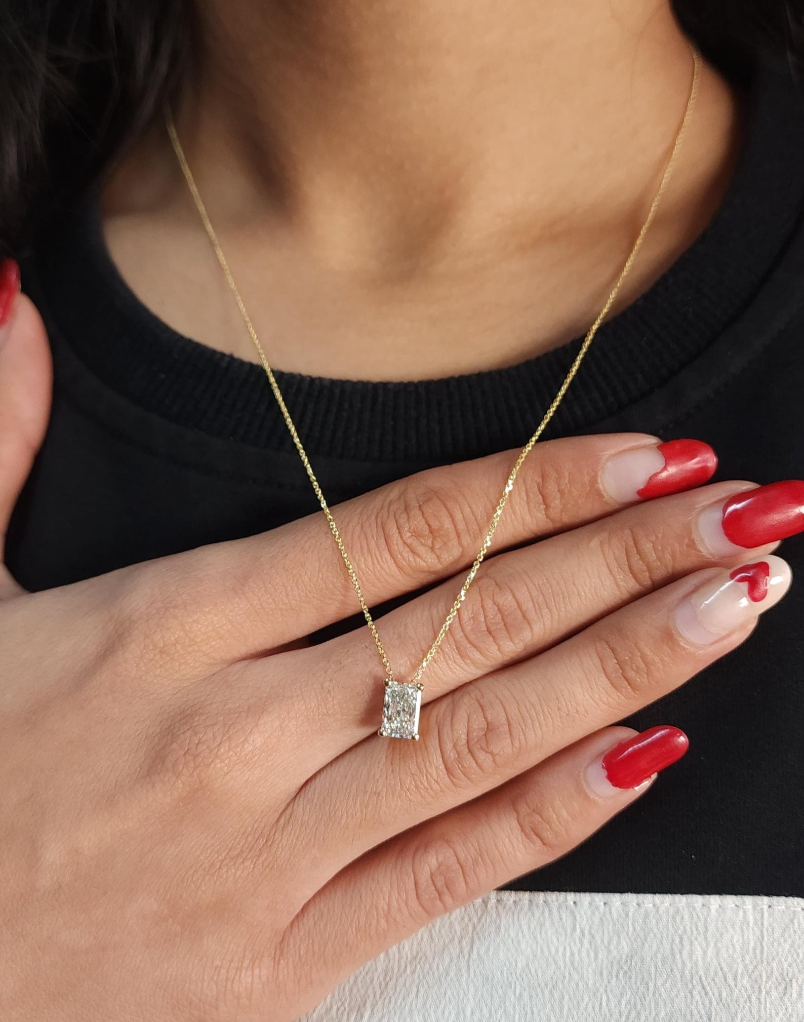 1 Ct Radiant Cut Lab-Created Diamond Pendant Necklace Solitaire 14K ...
