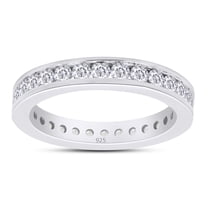AFFY 1CT Moissanite Diamond 3 Row Eternity Wedding Band Ring For Women ...