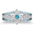 1 Ct Round Cut Simulated Blue Topaz With White CZ Diamond Engagement ...