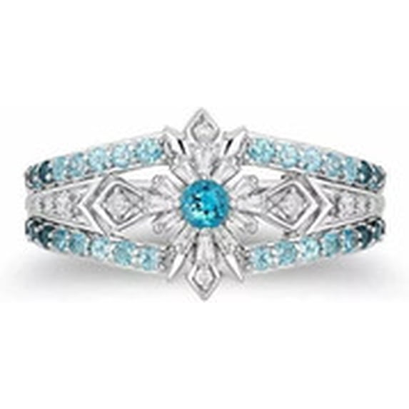 1 Ct Round Cut Simulated Blue Topaz With White CZ Diamond Engagement ...