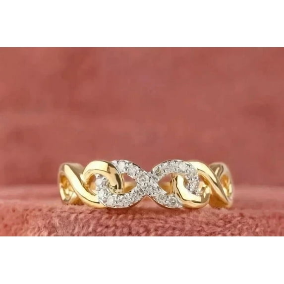 1 Ct Round Cut Simulated Diamond Women's Infinity Band Ring 14K Yellow ...