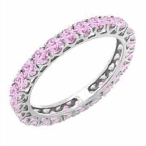 1 Ct Round Cut Simulated Pink Sapphire Women's Full Eternit Band ...