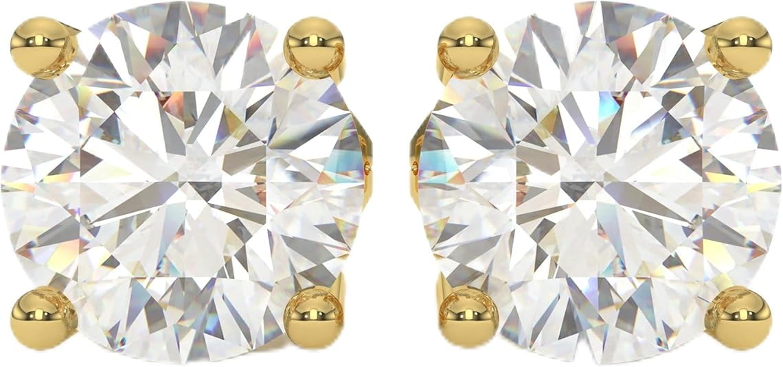 1 Ct Round Natural Diamond Stud Earrings | 925 Sterling Silver| Screw ...