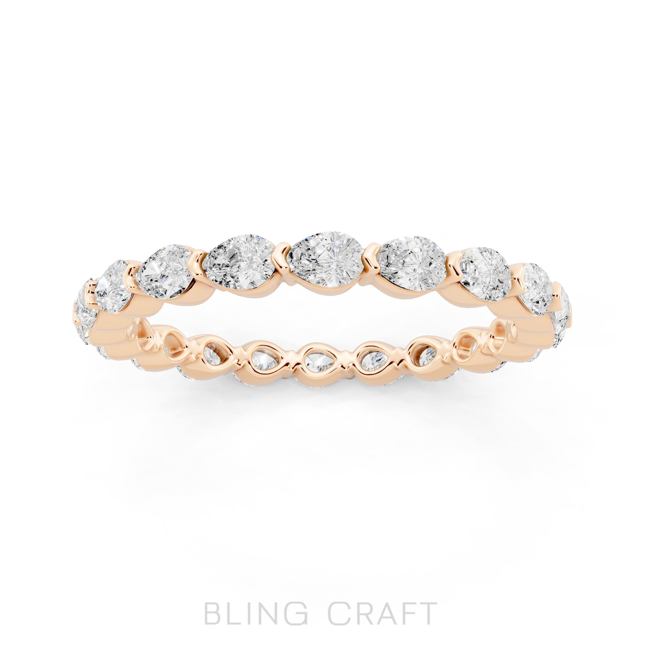 1 Cttw Pear Shape Moissanite Eternity Wedding Bands Ring for Women 14K ...