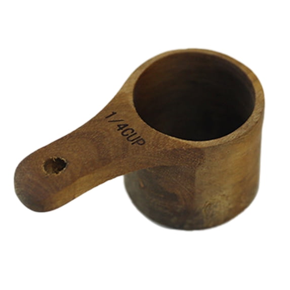1 Cup Natural Wooden Measuring Cup with Handle, Kitchen Dry Liquid ...