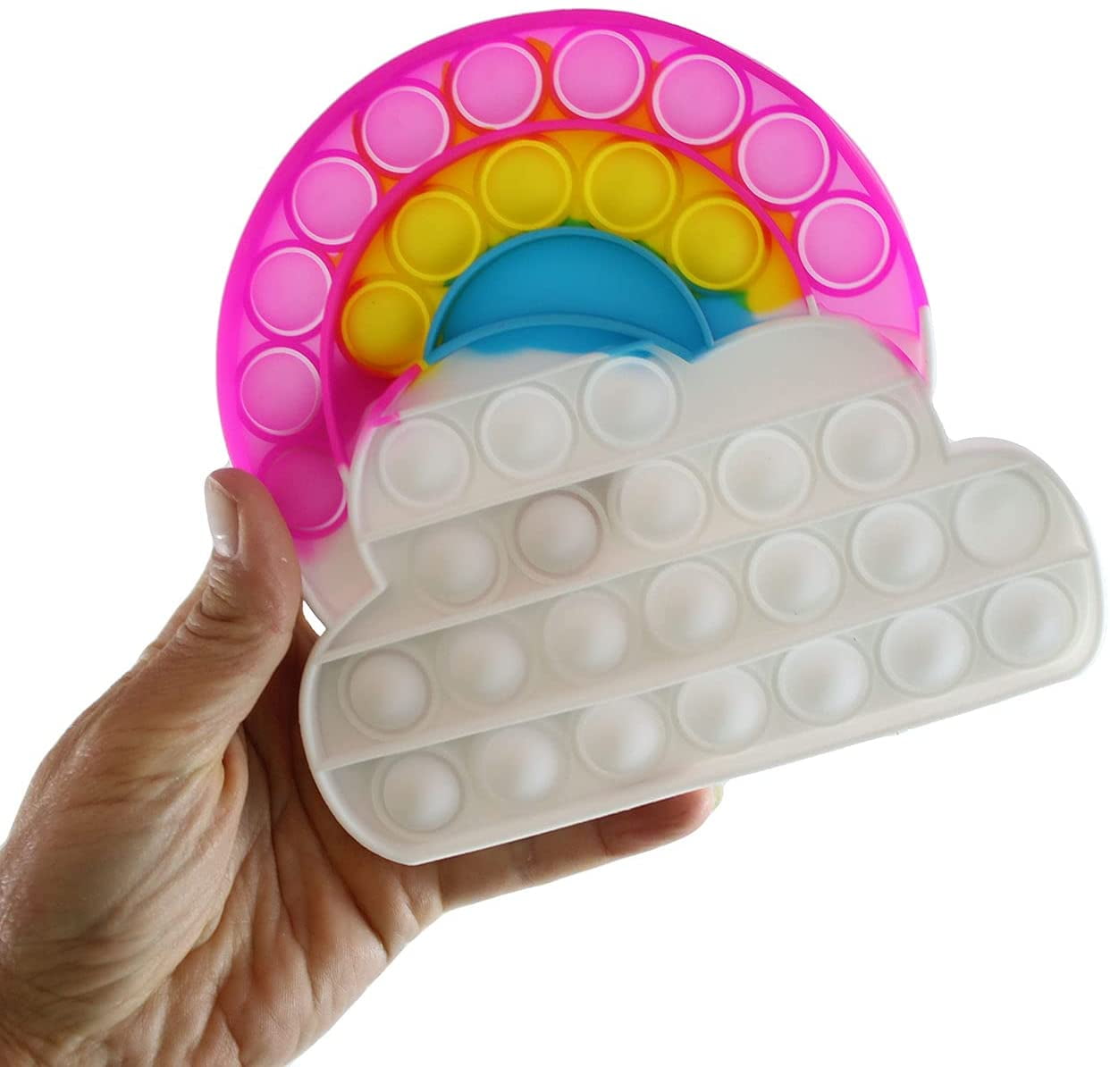 1 Cute Rainbow with Clouds Shaped Pop Silicone Push Poke Bubble Wrap ...